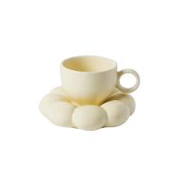 China Ceramic Coffee Cup and Saucer Set 200ml Modern Macaron Series Sunflower Design for sale