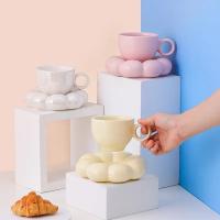 China Ceramic Coffee Cup and Saucer Set 200ml Modern Macaron Series Sunflower Design for sale