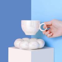 China Ceramic Coffee Cup and Saucer Set 200ml Modern Macaron Series Sunflower Design for sale