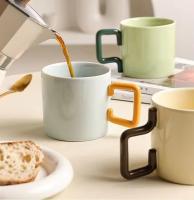 China 330ml Ceramic Irregular Handle Mug Beer Soda Iced Tea Drinking Cup Coffee Milk Cocoa for sale