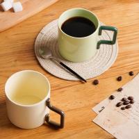 China 330ml Ceramic Irregular Handle Mug Beer Soda Iced Tea Drinking Cup Coffee Milk Cocoa for sale
