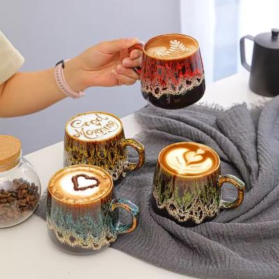 China Japanese Minimalist Ceramic Coffee Mug 350ml Retro Creative Drinkware for Home Cafe for sale