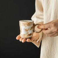China Japanese Style Ceramic Couple Coffee Cup Set 150ml Stoneware Clay Breakfast Milk Tea Cup for sale