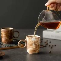 China Japanese Style Ceramic Couple Coffee Cup Set 150ml Stoneware Clay Breakfast Milk Tea Cup for sale