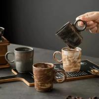 China Japanese Style Ceramic Couple Coffee Cup Set 150ml Stoneware Clay Breakfast Milk Tea Cup for sale