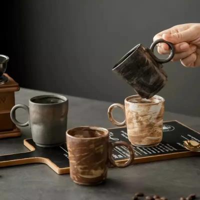 China Japanese Style Ceramic Couple Coffee Cup Set 150ml Stoneware Clay Breakfast Milk Tea Cup for sale