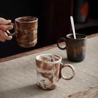 China Japanese Style Ceramic Couple Coffee Cup Set 150ml Stoneware Clay Breakfast Milk Tea Cup for sale