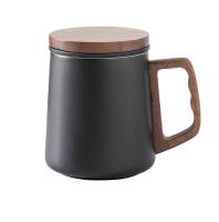 China Wholesale Custom Logo Ceramic Tea Mug with Infuser Wood Lid Gift Box 420ml for sale
