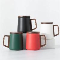 China Wholesale Custom Logo Ceramic Tea Mug with Infuser Wood Lid Gift Box 420ml for sale