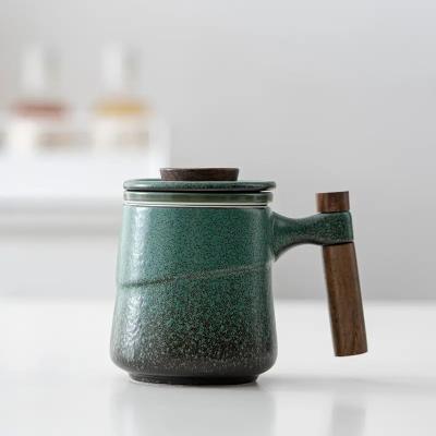 China 350ml Ceramic Mug with Lid and Filter European Style Office Tea Cup Gift Box Packaging 6 Colors for sale