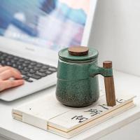 China 350ml Ceramic Mug with Lid and Filter European Style Office Tea Cup Gift Box Packaging 6 Colors for sale