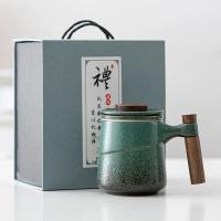 China 350ml Ceramic Mug with Lid and Filter European Style Office Tea Cup Gift Box Packaging 6 Colors for sale