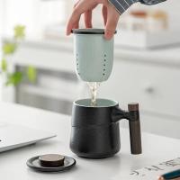 China 350ml Ceramic Mug with Lid and Filter European Style Office Tea Cup Gift Box Packaging 6 Colors for sale