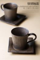 China Vintage Ceramic Coffee Cup Saucer Set 16.9cm Japanese Style European Luxury Home Breakfast Mug for sale