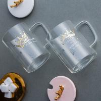 China Borosilicate Glass Coffee Mugs 450ml with Ceramic Lid Transparent Cup Handle for sale