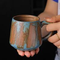 China Handmade Terracotta Coffee Mug 360ml Ceramic Water Cup Japanese Vintage Style for sale