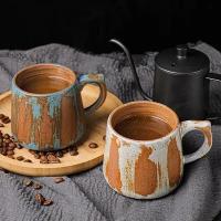 China Handmade Terracotta Coffee Mug 360ml Ceramic Water Cup Japanese Vintage Style for sale