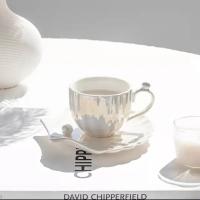 China Pearl Shell Ceramic Coffee Cup Saucer Set 240ml Modern Design Heart Girl Home Breakfast for sale