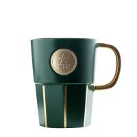 China Custom Advertising Ceramic Coffee Mug 15oz 450ml with Metal Logo Gift Box Packaging for sale