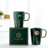 China Custom Advertising Ceramic Coffee Mug 15oz 450ml with Metal Logo Gift Box Packaging for sale