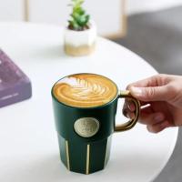 China Custom Advertising Ceramic Coffee Mug 15oz 450ml with Metal Logo Gift Box Packaging for sale