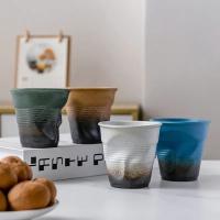 China Ceramic Crumple Coffee Mug 200ml Handmade Creative Irregular Pinched Cup for Arabic Coffee Tea for sale