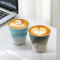 China Ceramic Crumple Coffee Mug 200ml Handmade Creative Irregular Pinched Cup for Arabic Coffee Tea for sale