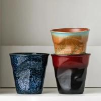 China Ceramic Crumple Coffee Mug 200ml Handmade Creative Irregular Pinched Cup for Arabic Coffee Tea for sale