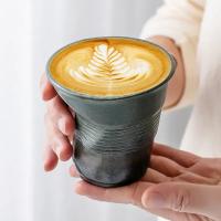 China Ceramic Crumple Coffee Mug 200ml Handmade Creative Irregular Pinched Cup for Arabic Coffee Tea for sale