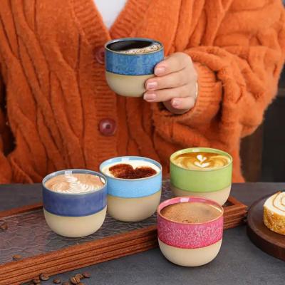 China Ceramic Coffee Mug Japanese Style Tea Cup Set 250ml Custom Logo Minimalist Design for sale