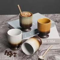 China Korean Creative Clay Coffee Cup 150ml High Foot Design Multi-colored Ceramic Sake Cup 7.5x9cm for sale