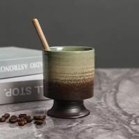 China Korean Creative Clay Coffee Cup 150ml High Foot Design Multi-colored Ceramic Sake Cup 7.5x9cm for sale