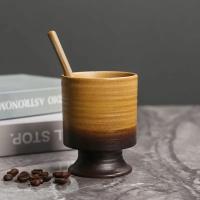 China Korean Creative Clay Coffee Cup 150ml High Foot Design Multi-colored Ceramic Sake Cup 7.5x9cm for sale