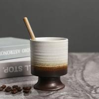 China Korean Creative Clay Coffee Cup 150ml High Foot Design Multi-colored Ceramic Sake Cup 7.5x9cm for sale