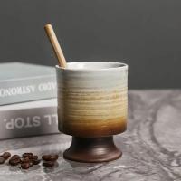 China Korean Creative Clay Coffee Cup 150ml High Foot Design Multi-colored Ceramic Sake Cup 7.5x9cm for sale