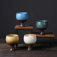 China Wholesale Custom Ceramic Ice Cream Cups 170ml High Feet Clay Coffee Cup 4 Colors for sale