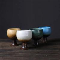 China Wholesale Custom Ceramic Ice Cream Cups 170ml High Feet Clay Coffee Cup 4 Colors for sale