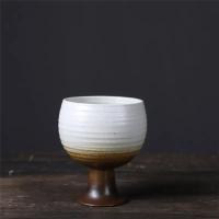 China Wholesale Custom Ceramic Ice Cream Cups 170ml High Feet Clay Coffee Cup 4 Colors for sale