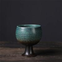 China Wholesale Custom Ceramic Ice Cream Cups 170ml High Feet Clay Coffee Cup 4 Colors for sale