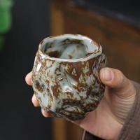China Coarse Pottery Teacup Retro Chi Wild Roast Five Elements Cup Set Ceramic Kung Fu Teacup for sale