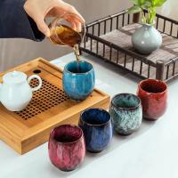China 170ml Chinese Kung Fu Tea Cup Set Japanese Style Ceramic Clay Tea Service Espresso Coffee Cup 7x7.5cm for sale