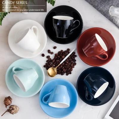 China 80ml Ceramic Espresso Cup Set Modern European Coffee Cup 2.7oz for sale