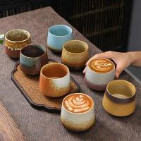 China Creative Ceramic Espresso Cup 200ml Handmade Pottery Latte Cup Japanese Retro Style 13 Colors for sale