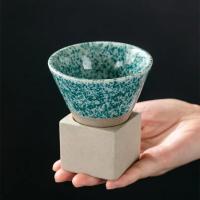 China Wholesale 90ml Hand-Painted Ceramic Espresso Cup Funnel Shape with Square Saucer 10 Colors for sale