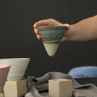 China 200ml Retro Funnel Ceramic Mug Japanese Coarse Pottery Coffee Cup 9.2x10.7cm for sale
