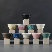 China 200ml Retro Funnel Ceramic Mug Japanese Coarse Pottery Coffee Cup 9.2x10.7cm for sale