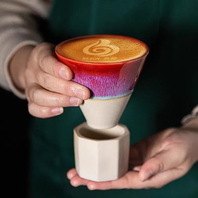 China 200ml Retro Funnel Ceramic Mug Japanese Coarse Pottery Coffee Cup 9.2x10.7cm for sale
