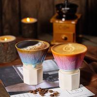 China 200ml Retro Funnel Ceramic Mug Japanese Coarse Pottery Coffee Cup 9.2x10.7cm for sale