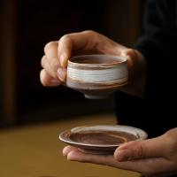 China Retro Ceramic Tea Cup with Saucer 6.6x5cm Creative Drawing Glaze Gift Wholesale for sale