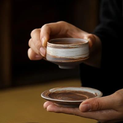 China Retro Ceramic Tea Cup with Saucer 6.6x5cm Creative Drawing Glaze Gift Wholesale for sale